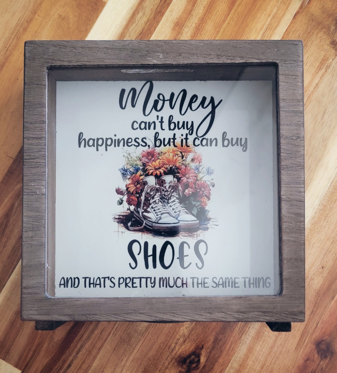 Shoe Addict Money Bank - Shoe Piggy Bank - Custom Wood Money Box - Coin ...