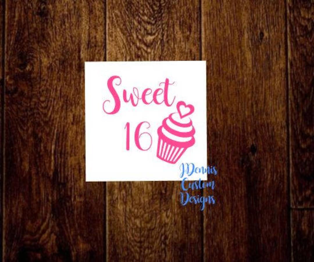Sweet 16 Car Decal - New Car Decal - Cupcake Decal - Custom Made Car ...