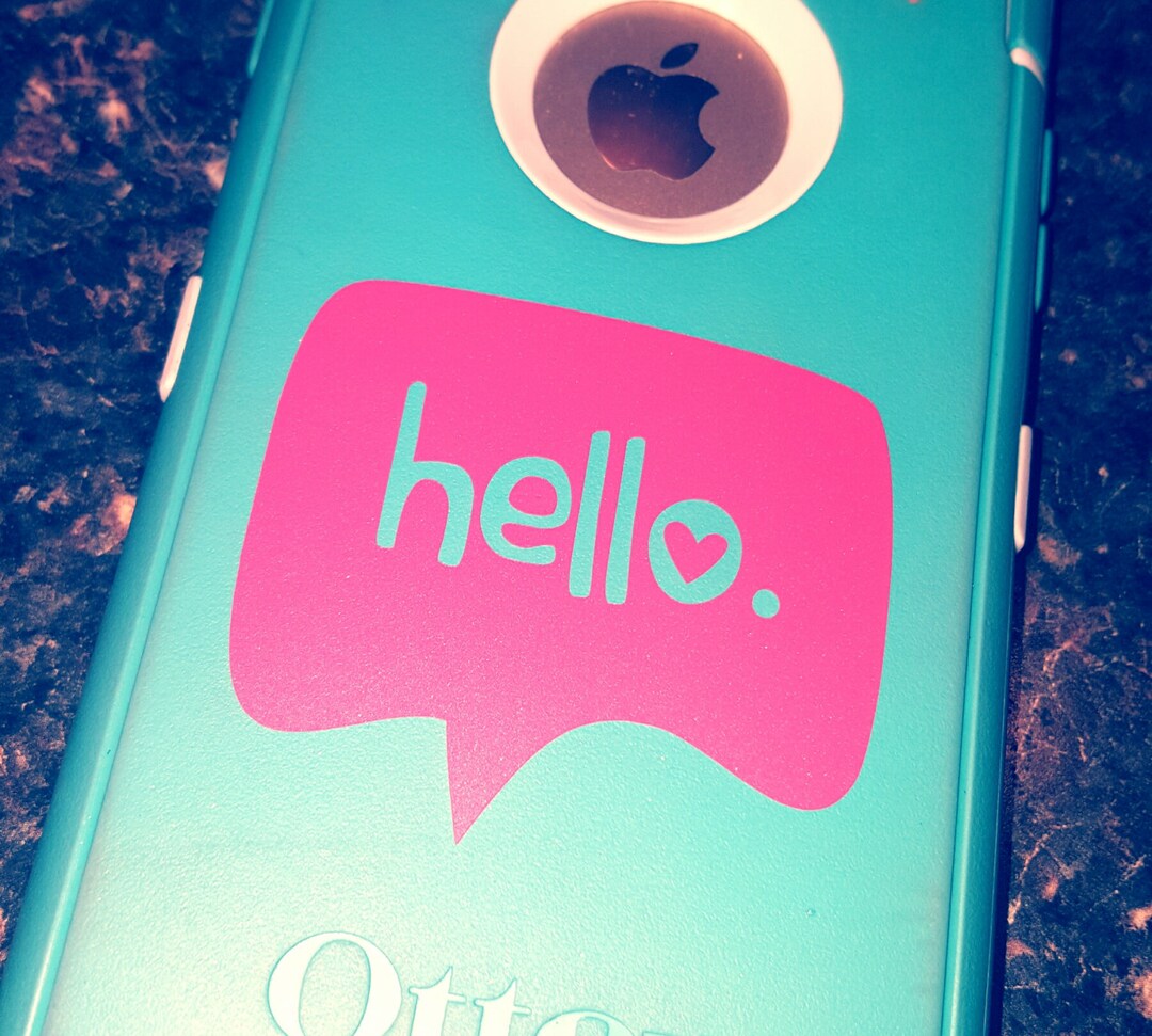 Phone Decal - Permanent Phone Sticker Transfer - Hello - Phone Case ...