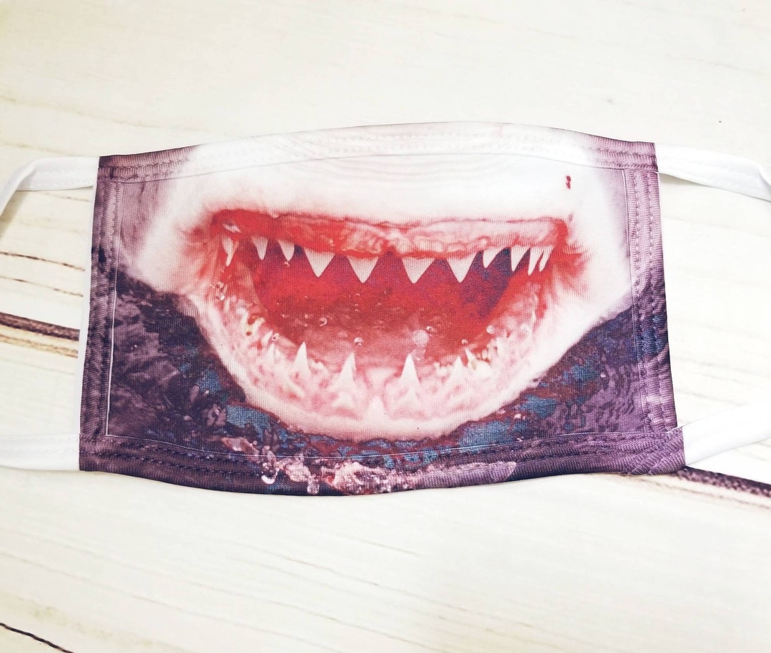 Shark Teeth Face Mask - Face Mask - Funny Face Covering - Custom Cloth ...