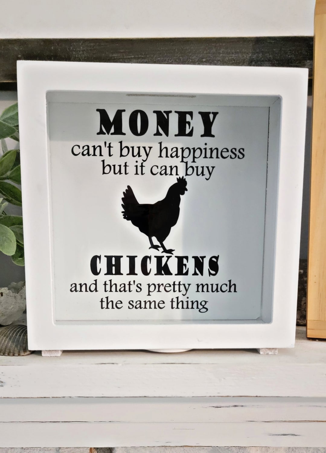 Chicken Money Bank - Farmhouse Piggy Bank - Custom Wood Money Box ...