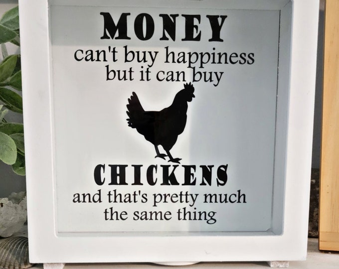 Chicken Money Bank - Farmhouse Piggy Bank - Custom Wood Money Box ...