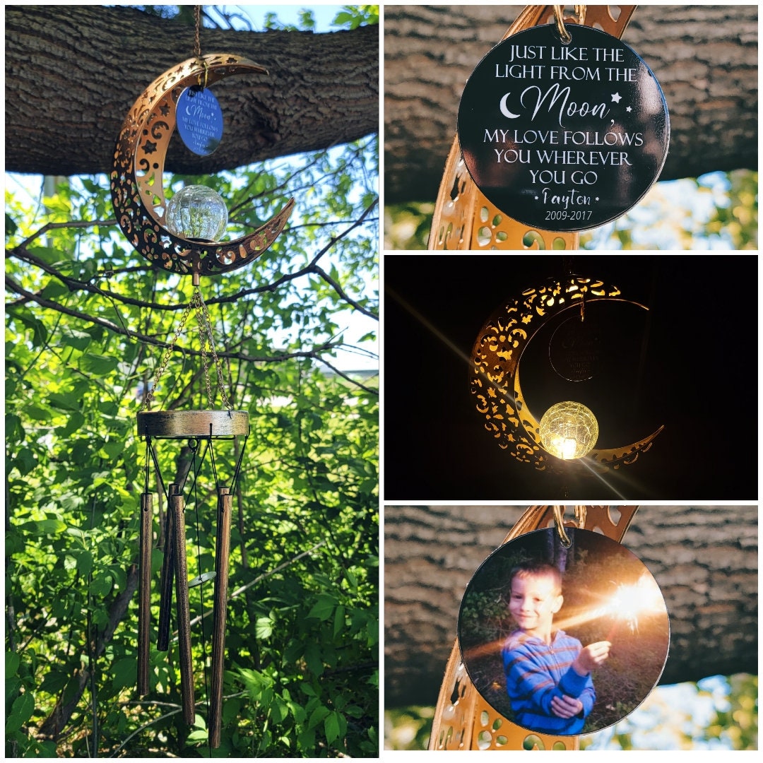 Light up Moon Windchime - Moon Memorial Windchime - Personalized With ...