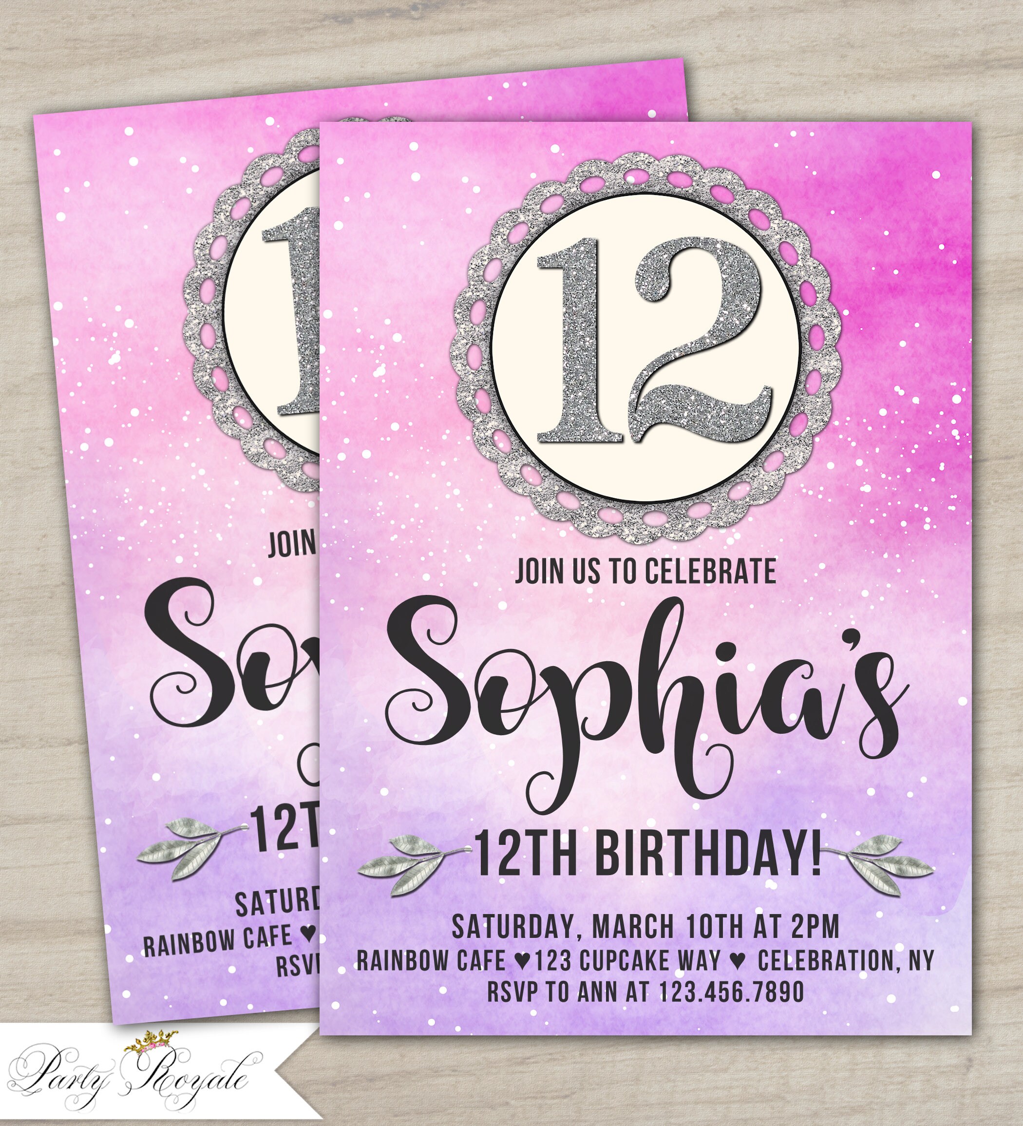12th Birthday Invitation Tween Birthday Invitations | Etsy