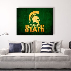 Michigan State Spartans Vintage Style Canvas Print - Etsy