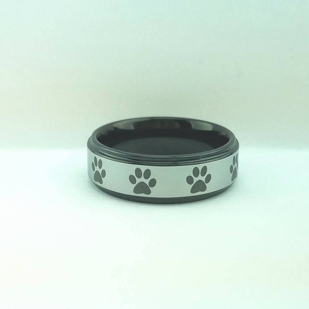 Tungsten Wedding Band, Paw Ring, Dog Paw Ring, Paw Wedding Ring, Dog ...