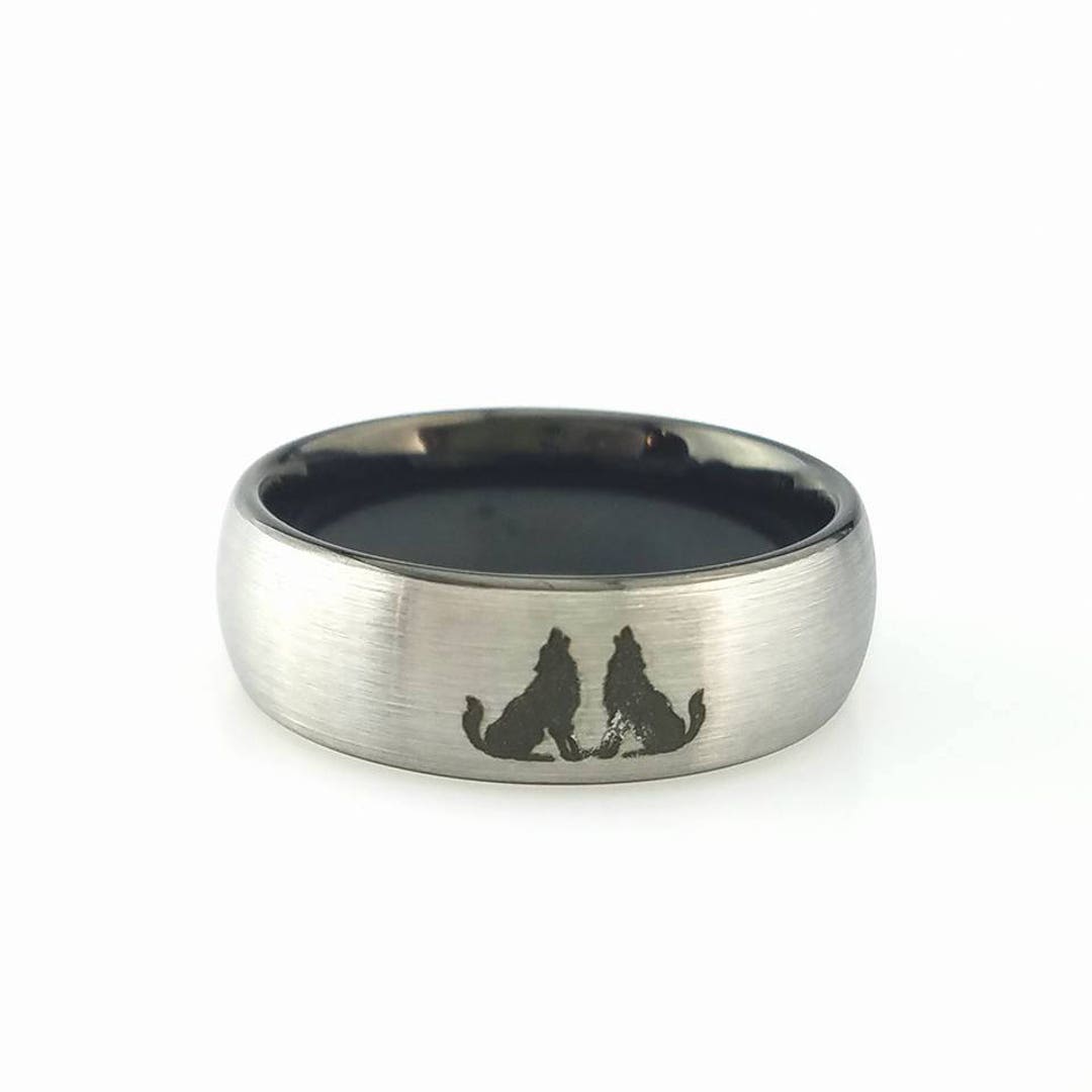 Tungsten Wedding Band, Wolf Ring, Wolf Wedding Ring, Twilight Wedding ...