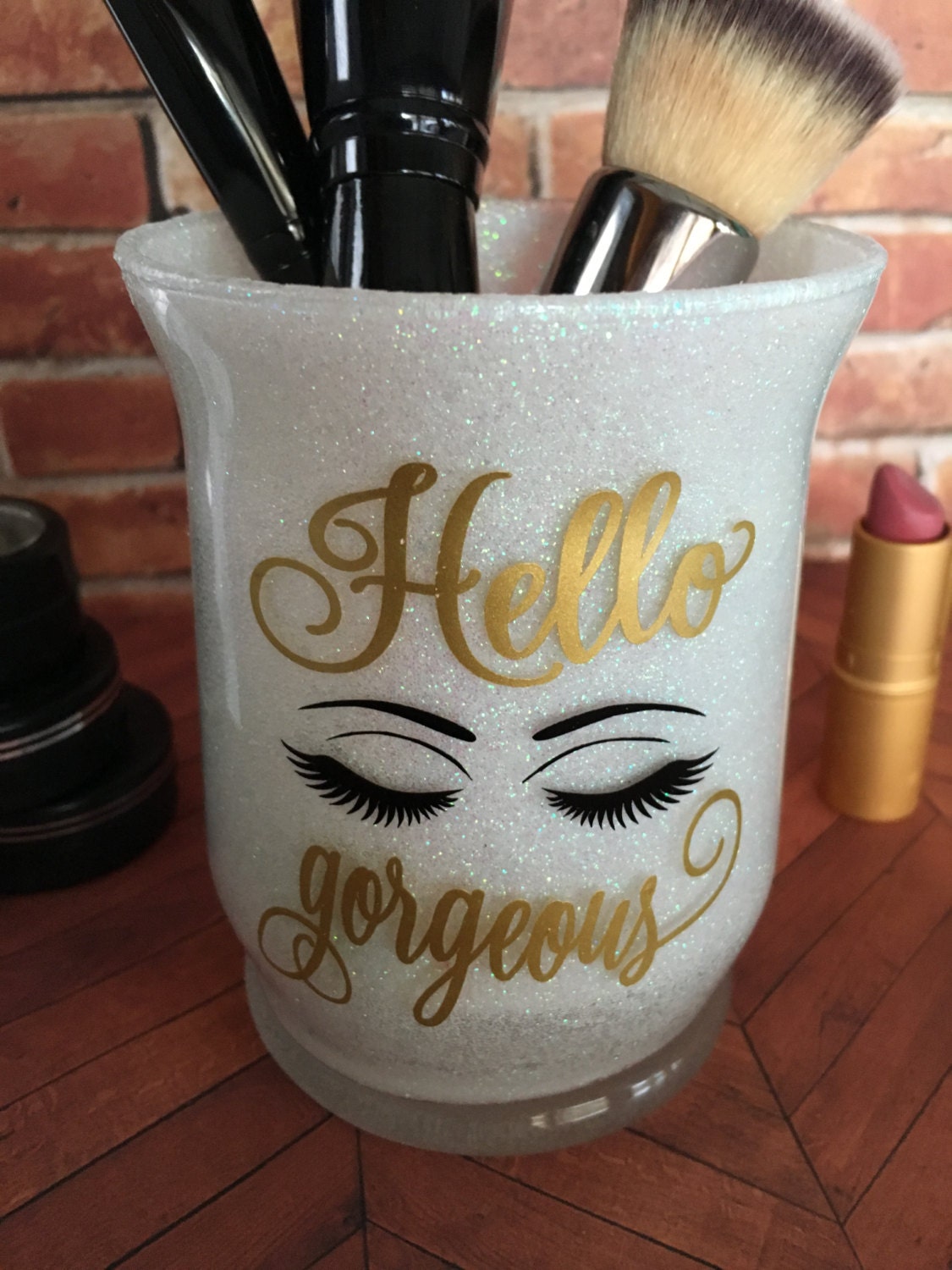 Makeup Brush Holder Makeup Brush Cup Glitter Makeup Brush - Etsy