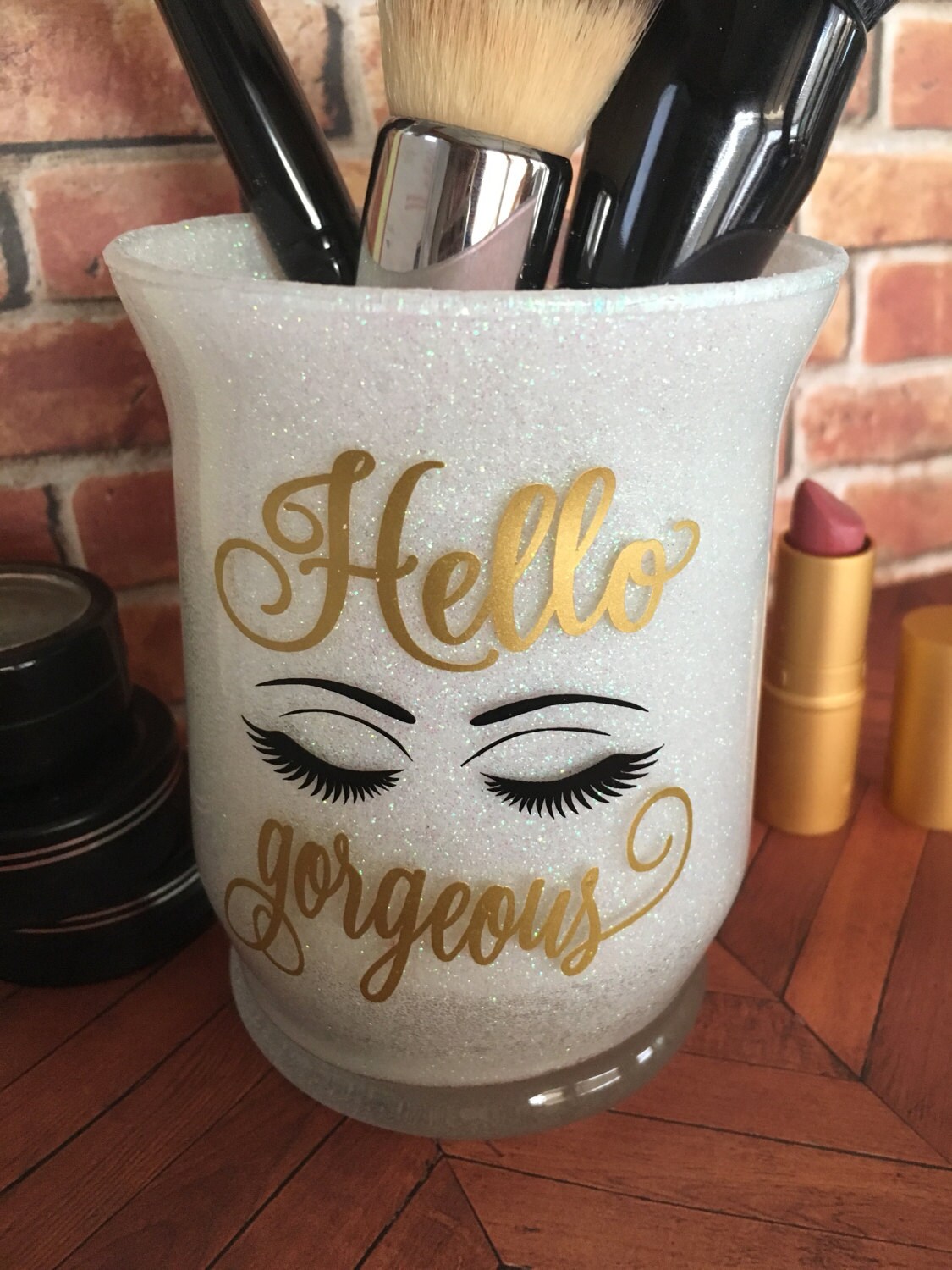 Makeup Brush Holder Makeup Brush Cup Glitter Makeup Brush - Etsy