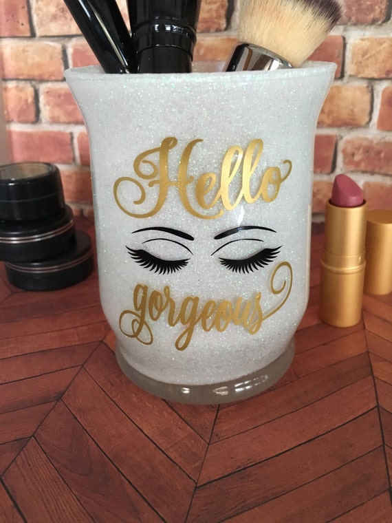Makeup Brush Holder Makeup Brush Cup Glitter Makeup Brush Holder Bathroom Vanity Accessories Sweet Sixteen Hello Gorgeous Etsy