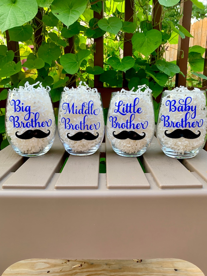 Brother Wine Glass Siblings Day Gift Big Brother Middle - Etsy