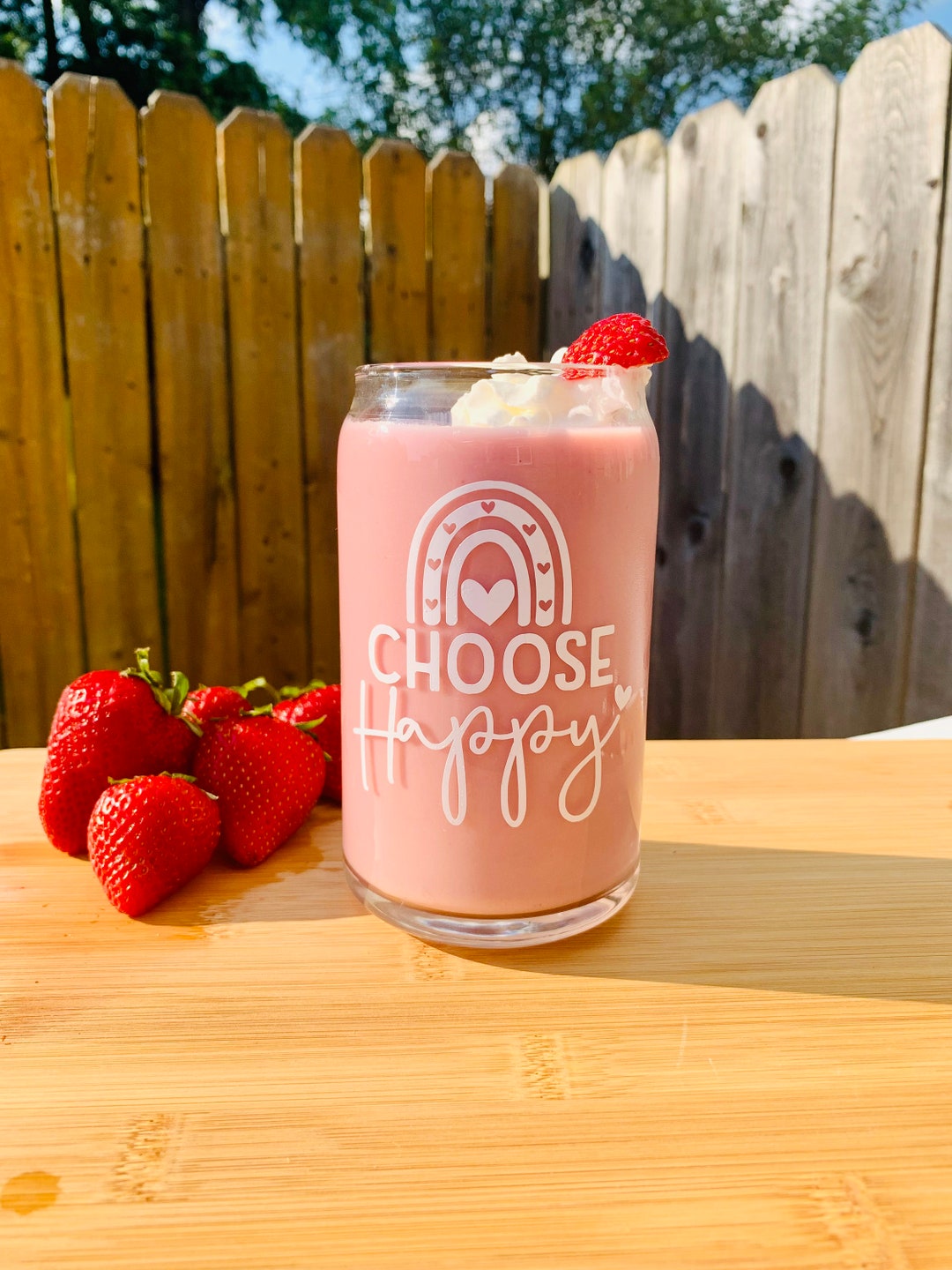 Boho Rainbow Beer Can Glass, Iced Coffee Glass, Smoothie Beer Can Glass ...