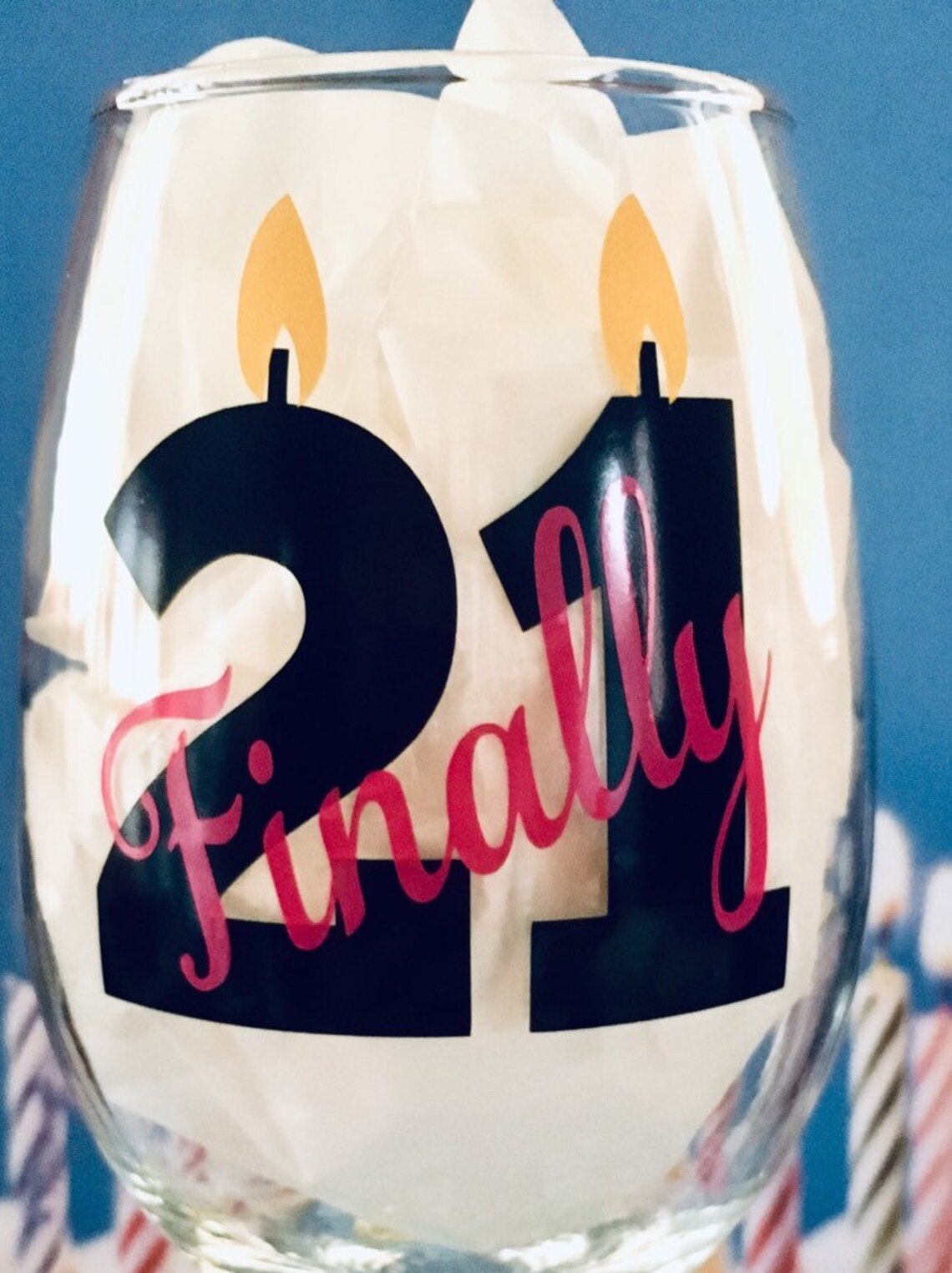 21st Birthday Wine Glass, Finally Twenty-one Wine Glass, Legal Birthday ...