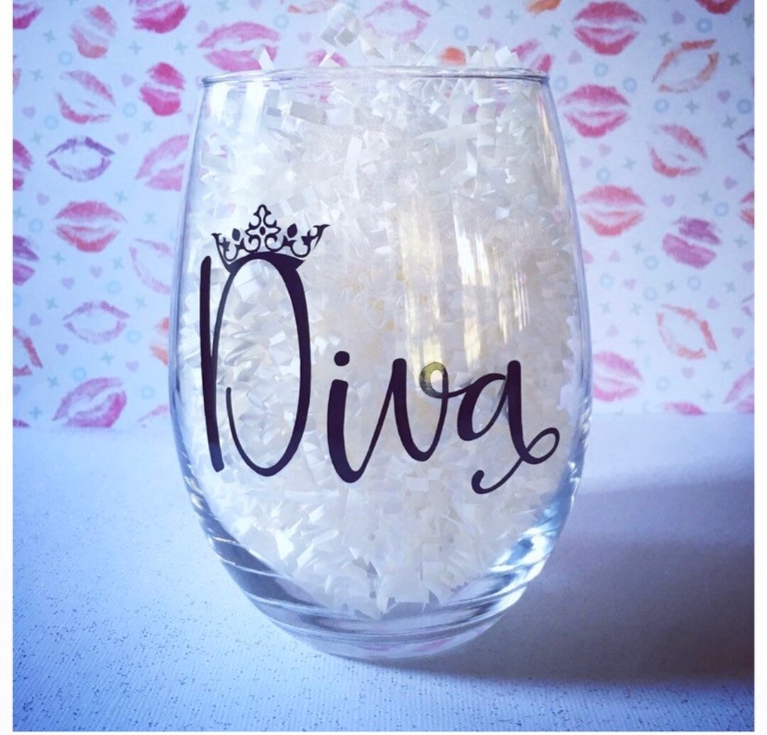 Diva Wine Glass, Best Friend Wine Glass, Bridal Party Wine Glass, Girls ...