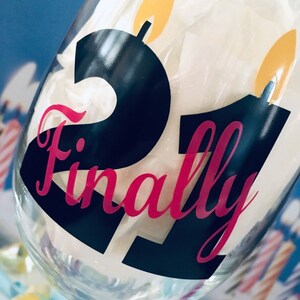 21st Birthday Wine Glass, Finally Twenty-one Wine Glass, Legal Birthday ...