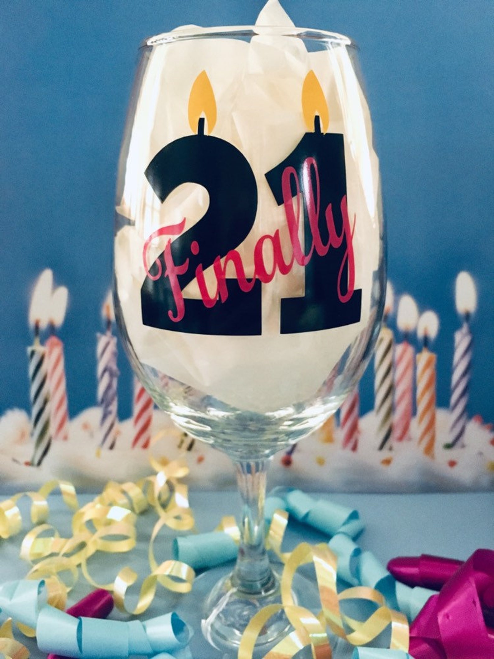 21st Birthday Wine Glass, Finally Twenty-one Wine Glass, Legal Birthday ...