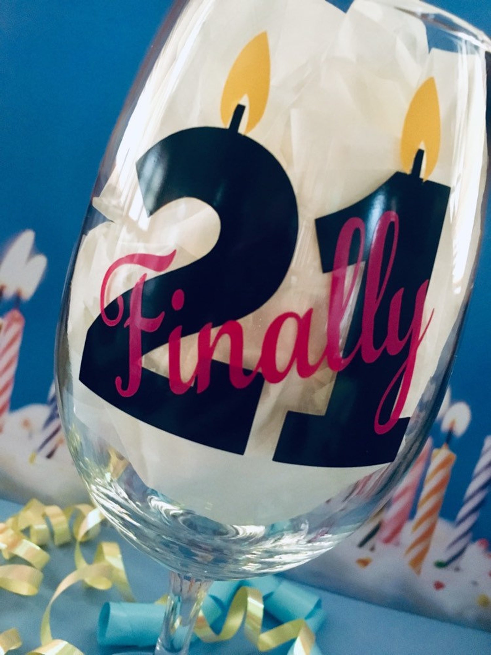 21st Birthday Wine Glass, Finally Twenty-one Wine Glass, Legal Birthday ...