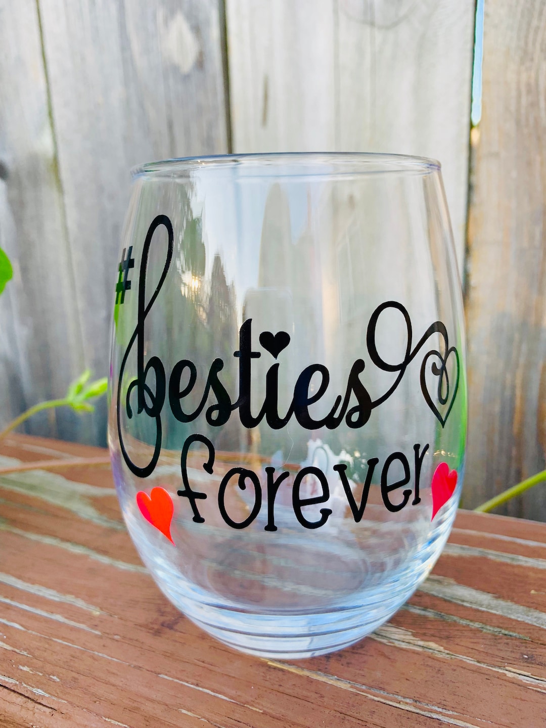Best Friends Stemless Wine Glass, Long Distance Friends Gift, Thinking ...