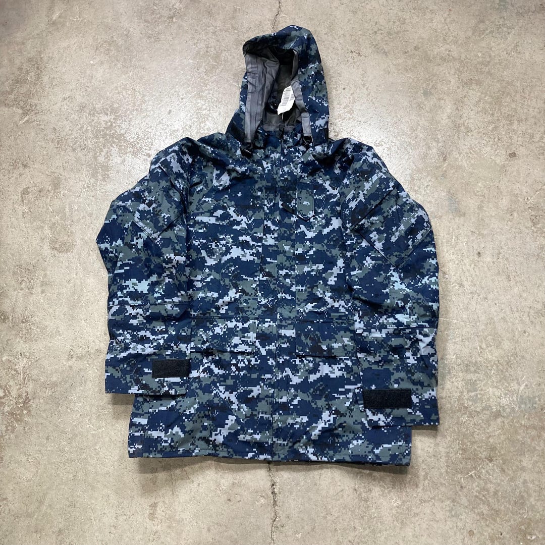 US Military NWT ECWCS Goretex Digital Blue Camo Parka Nylon Shell Sz ...