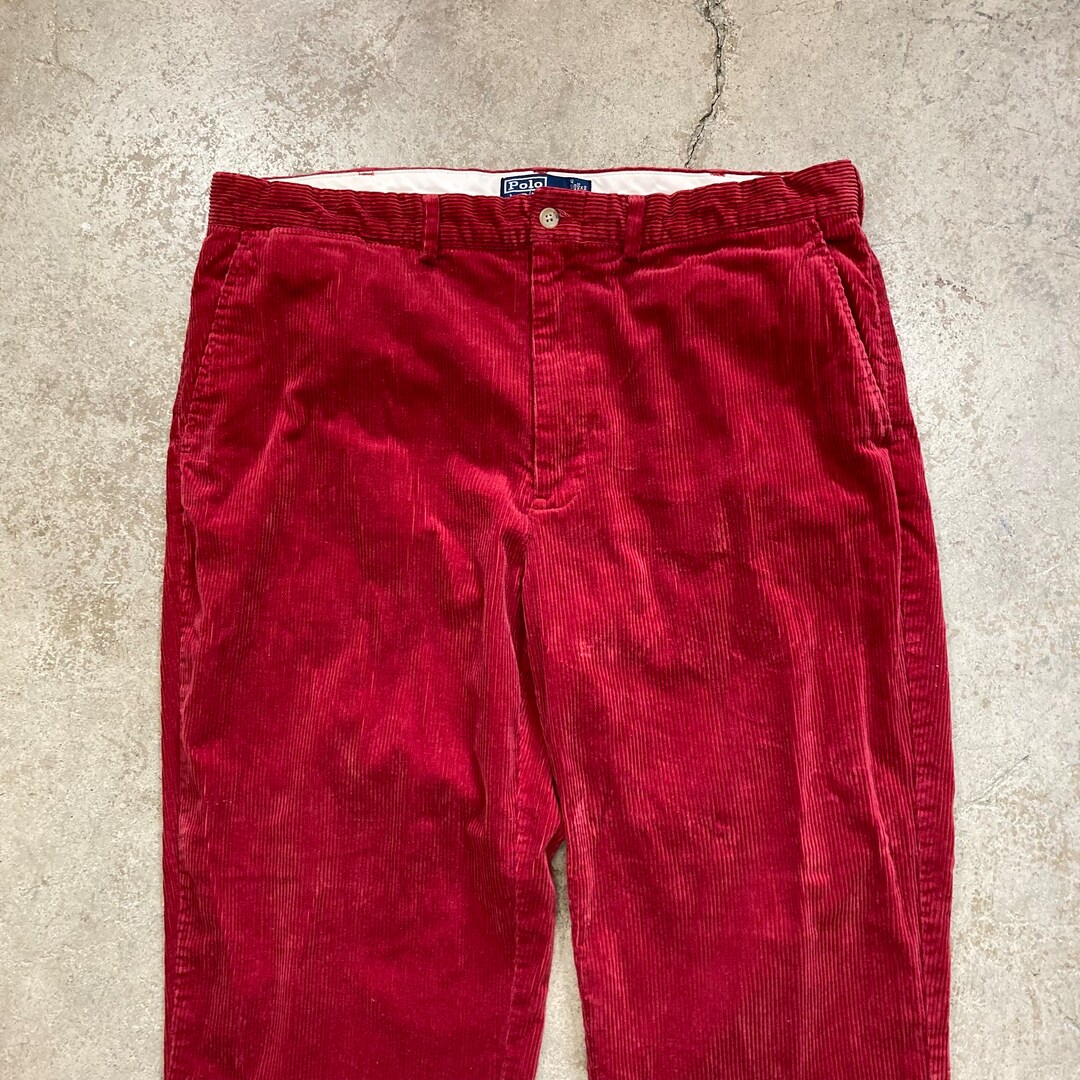 Vintage 90s Polo Ralph Lauren Deep Red Wide Wale Corduroys Pants 38x30 - Etsy