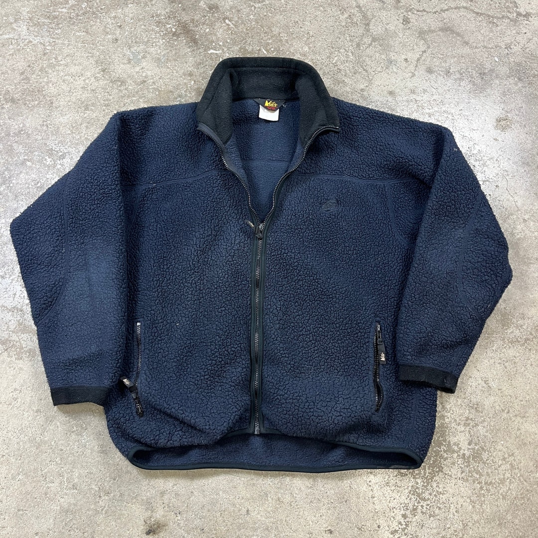 Vintage 1990s REI Deep Pile Navy Blue Fleece Made in USA Sz Large - Etsy
