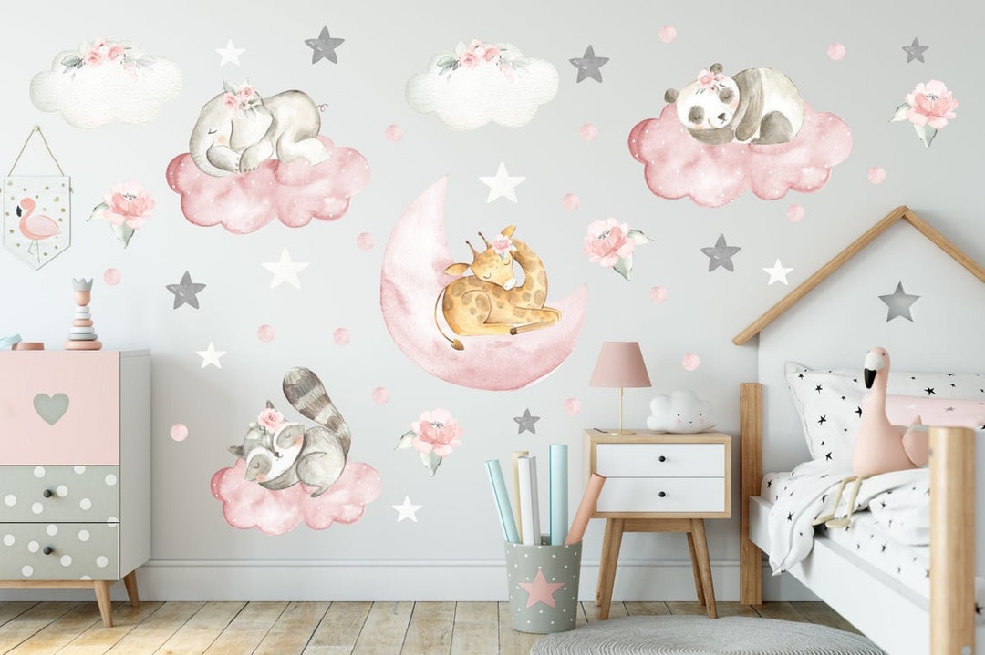 Cute Sleeping Animal Decals Baby Room Decor Napping Animals Jungle and ...