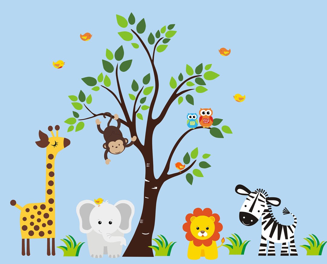 Zoo Animal Wall Decals Jungle Wall Decals Safari Wall - Etsy
