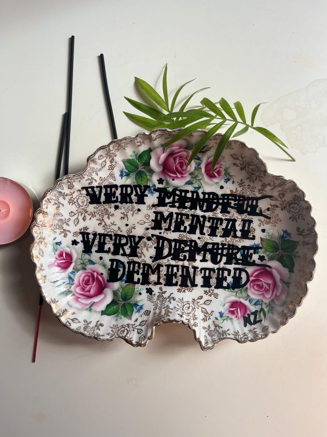 Very Mindful Very Demure Hand Painted Ceramic Wall Art Plate Trinket ...