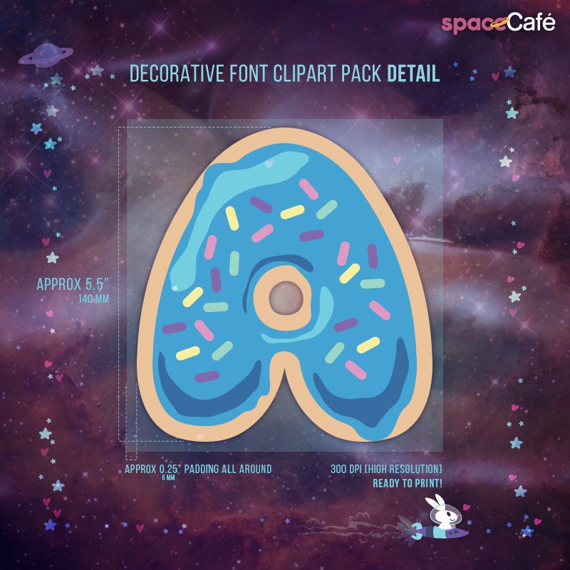 Blue Donut Font Alphabet Clipart Pack - 48 Hi-res PNG Printable Letters ...
