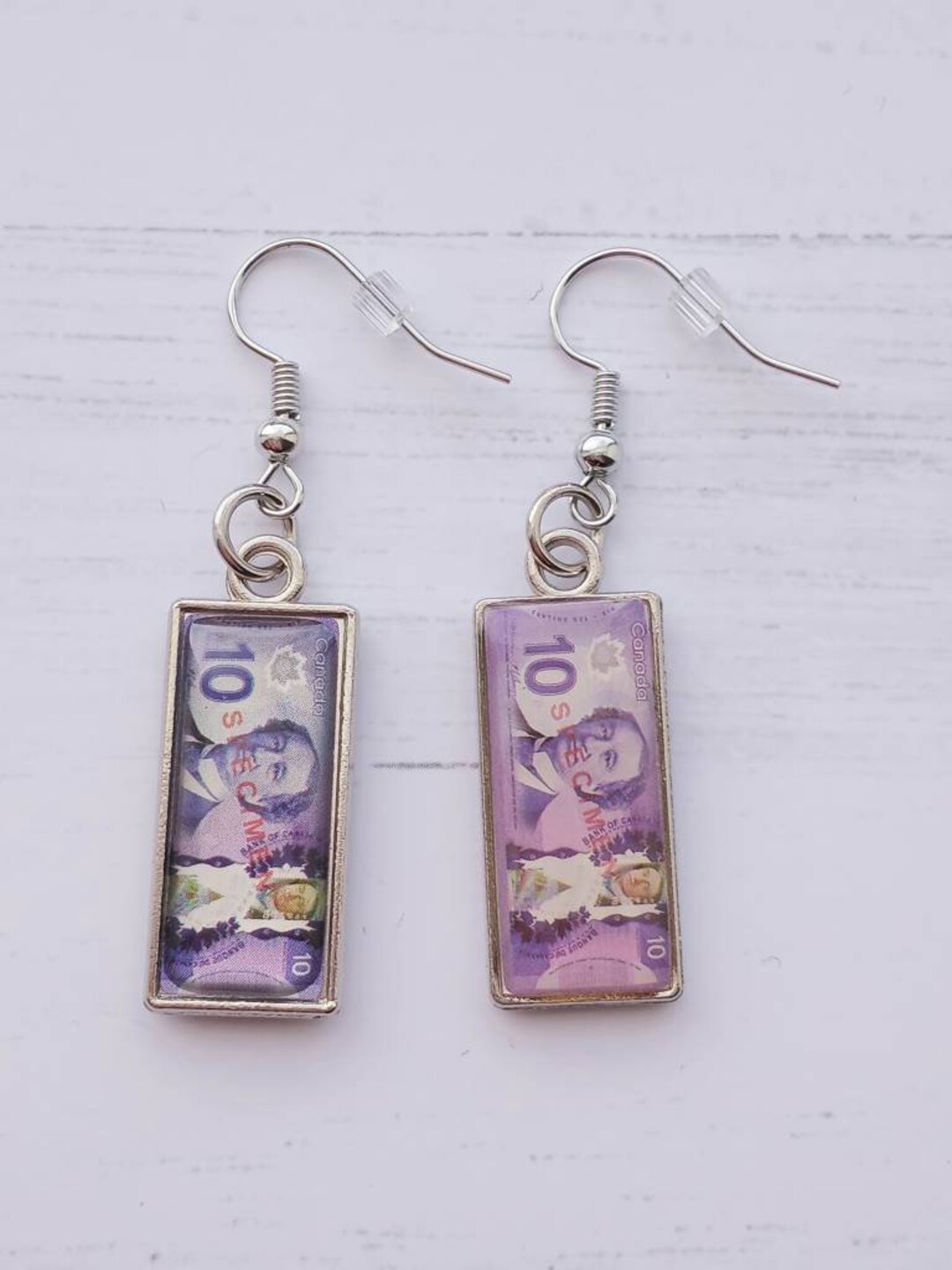 10 Dollar Bill Dangle Earrings. Canadian Money, Cash. Real Looking ...