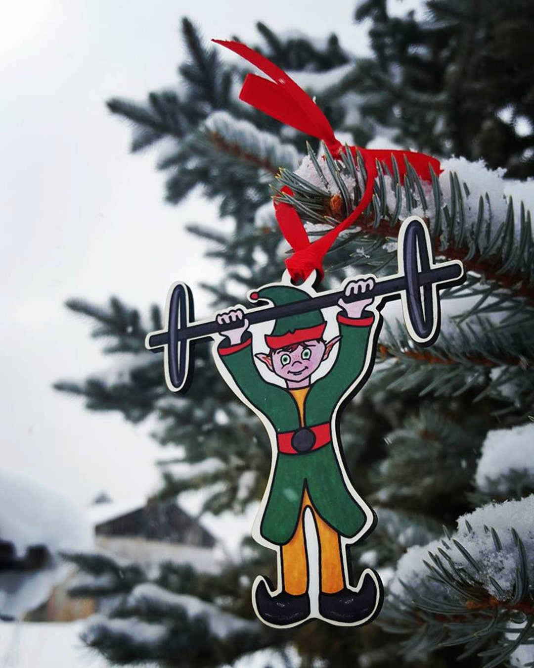 Elf Clean and Jerk 2D Ornament - Etsy