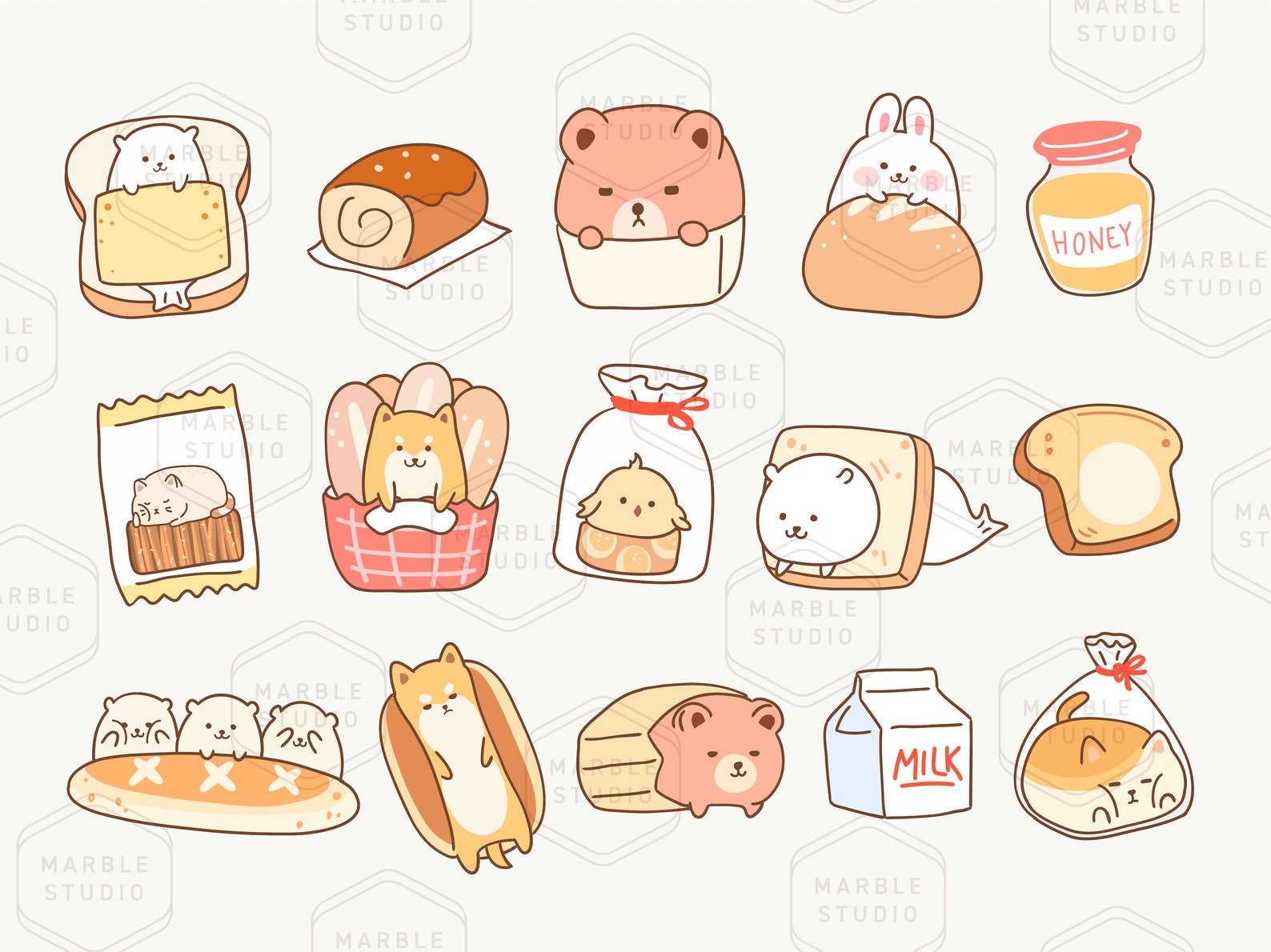 Cute Animal Bread Stickers for Journaling and Scrapbooking - Etsy