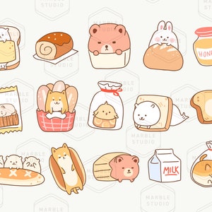 Cute Animal Bread Stickers for Journaling and Scrapbooking - Etsy