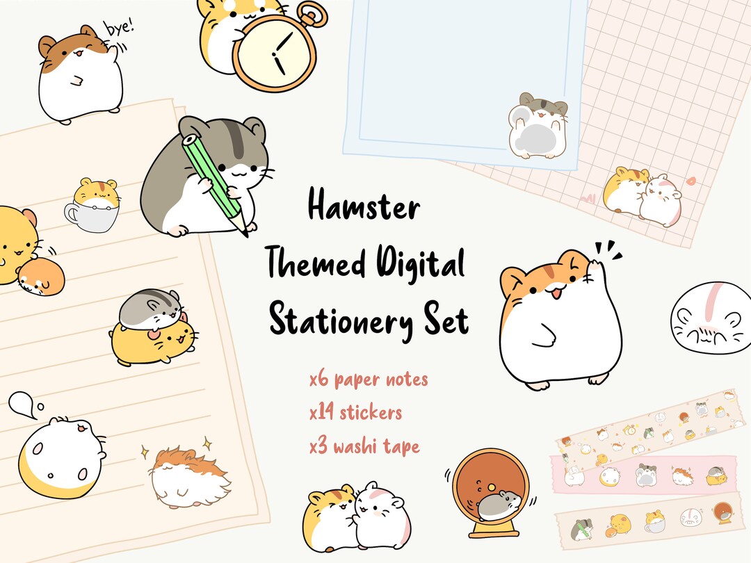 Hamster Journal Stationery Set With Notepad, Stickers and Washi Tape ...