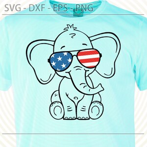 July 4th Elephant SVG, Patriotic Baby Elephant Svg Cut File, Fourth of ...