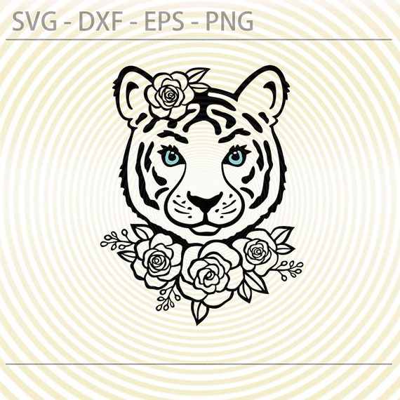 Tiger Svg Tiger Head With Floral Flowers Svg Digital Cutting - Etsy