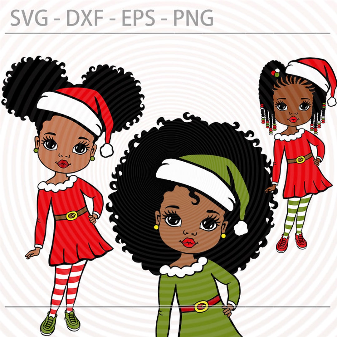 Christmas Peekaboo Girl Bundle, Afro Princess in a Santa Hat Svg, Cute ...