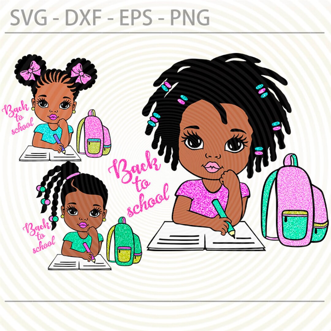 Afro Princess SVG Bundle, Back to School Cut Files (svg, Dxf, Eps, Png ...