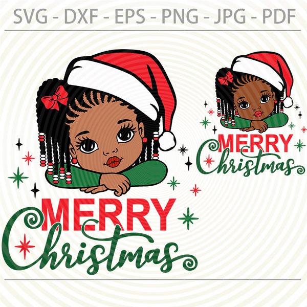 African American Girl Christmas Svg - Etsy