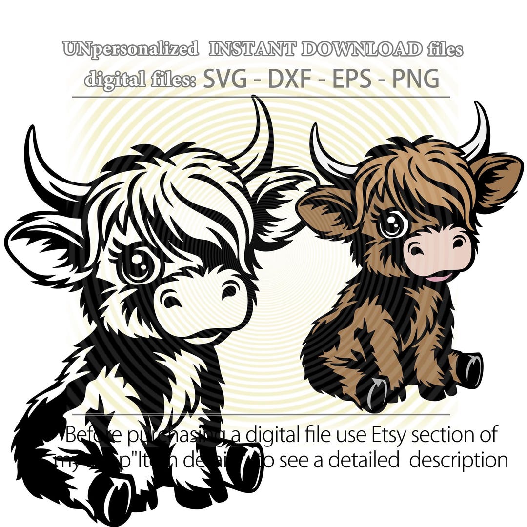 Highland Cow SVG File | Cute Sitting Cow With Bangs | Farm Animal ...