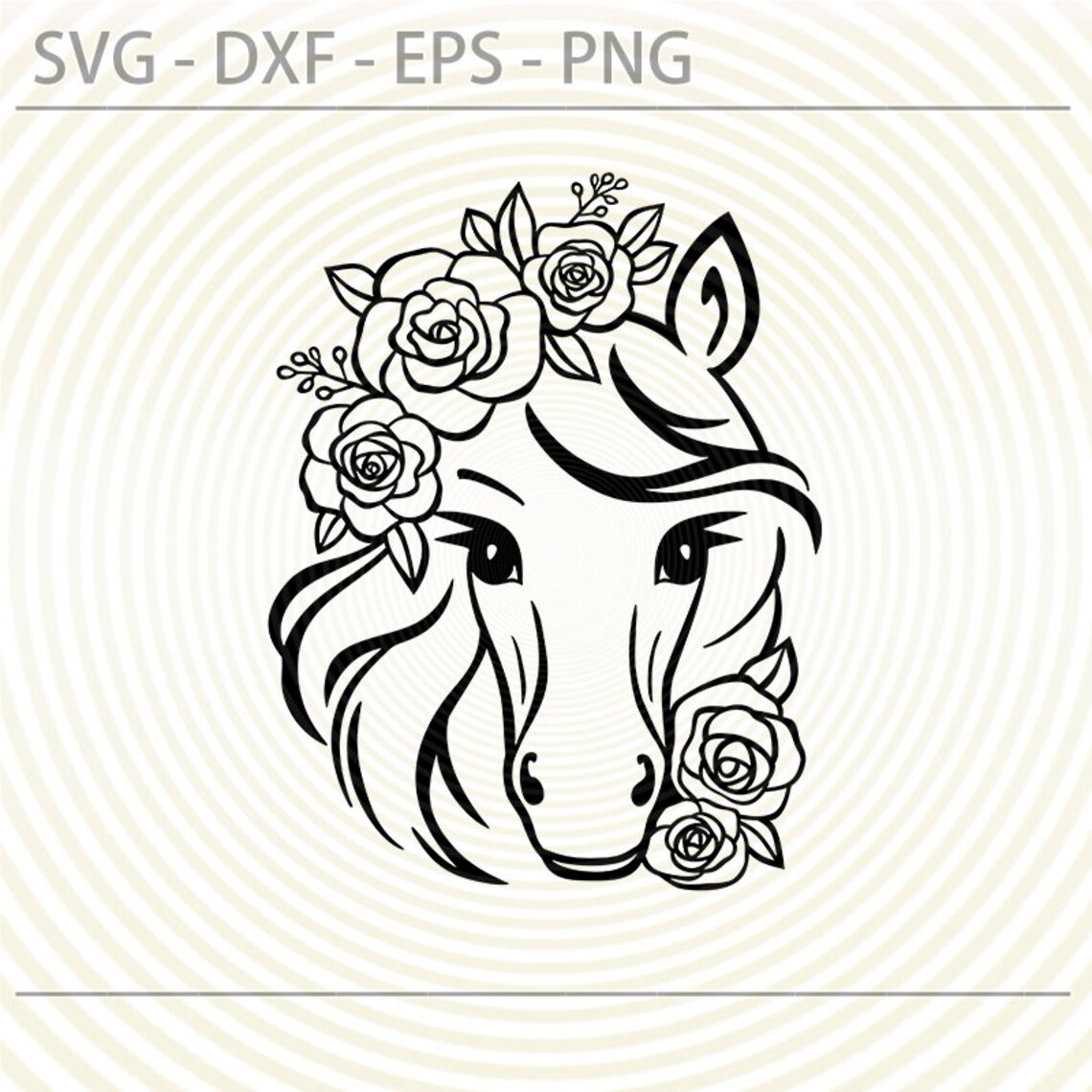 Horse With Flowers Svg Horse With Floral Flower Crown Svg | Etsy