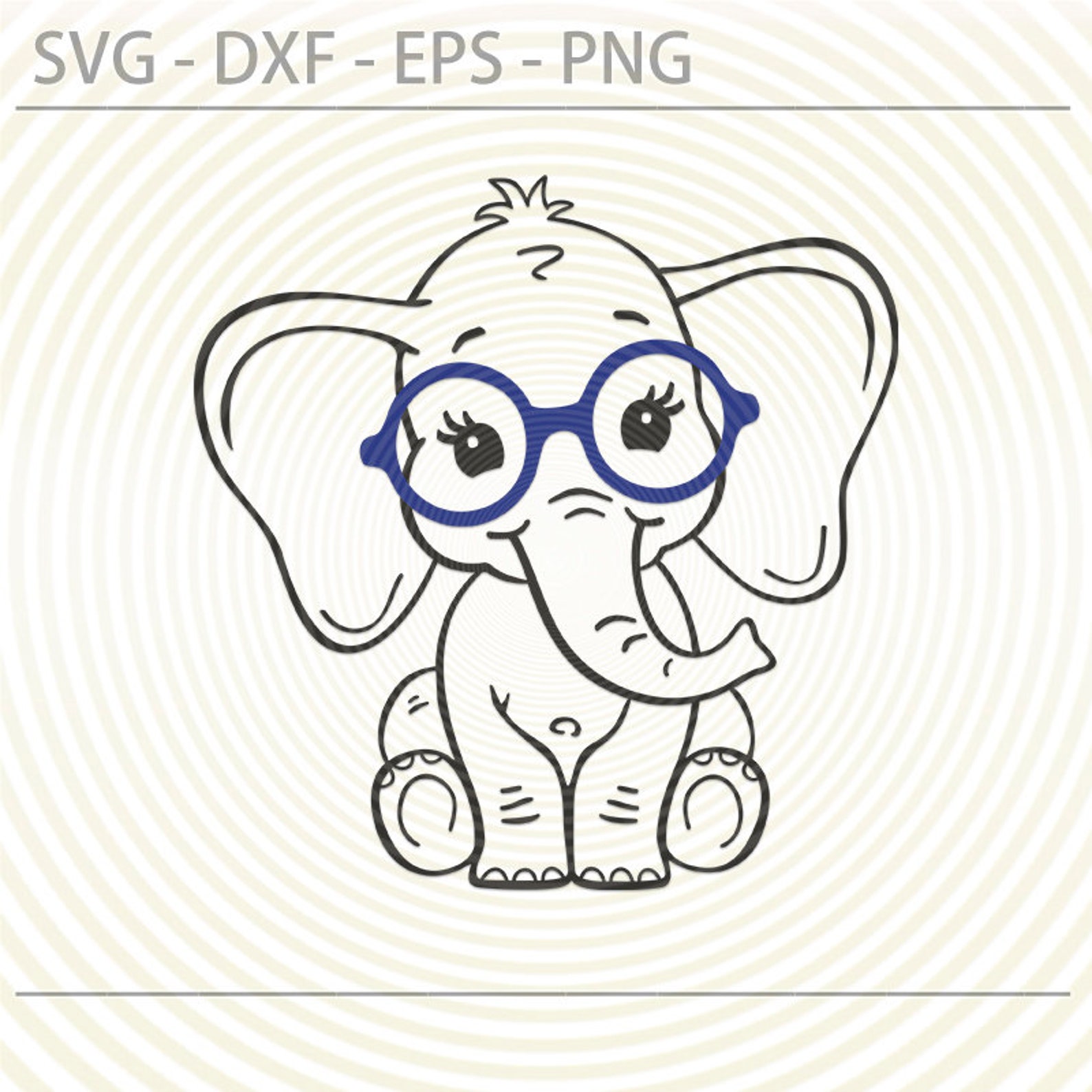Elephant With Nerd Glasses Svg Cute Funny Safary Animal Svg - Etsy