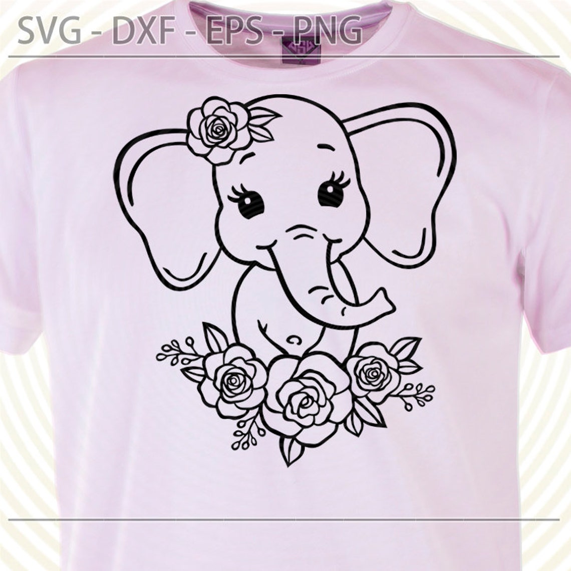 Elephant Svg Elephant Dxf Cute Elephant With Floral - Etsy