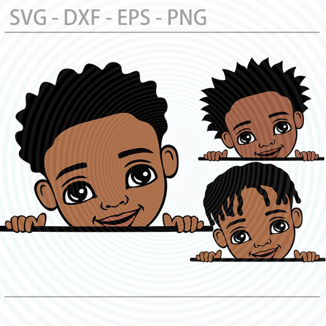 Peekaboo Boy Bundle, Black Afro Boy Svg Png, Cute Black African ...