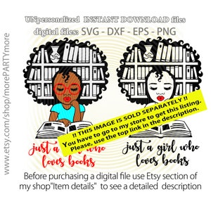 Book Girl Svg, Afro Lady Woman Library Svg, Black Girl Book Lover Svg ...