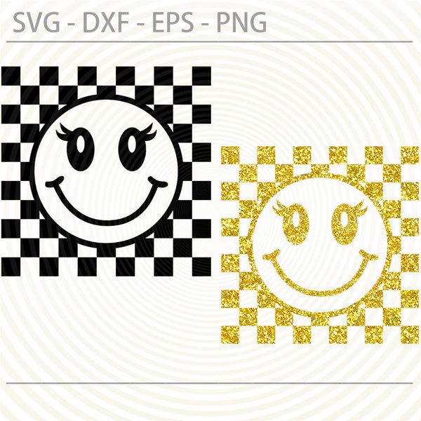 Checkered Smiley Face Svg - Etsy