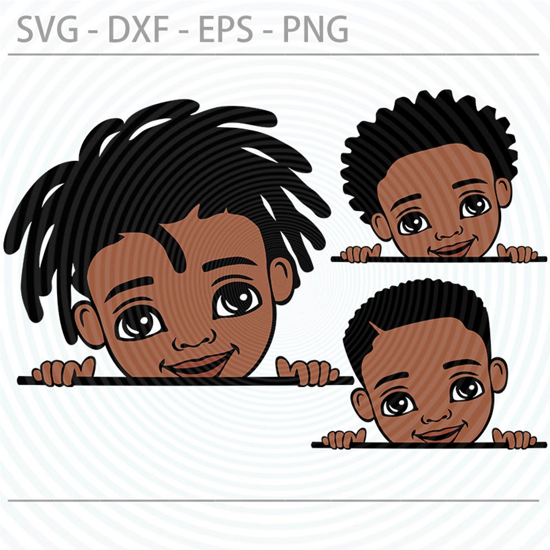 Peekaboo Boy Bundle, Black Afro Boy Svg Png, Cute Black African ...
