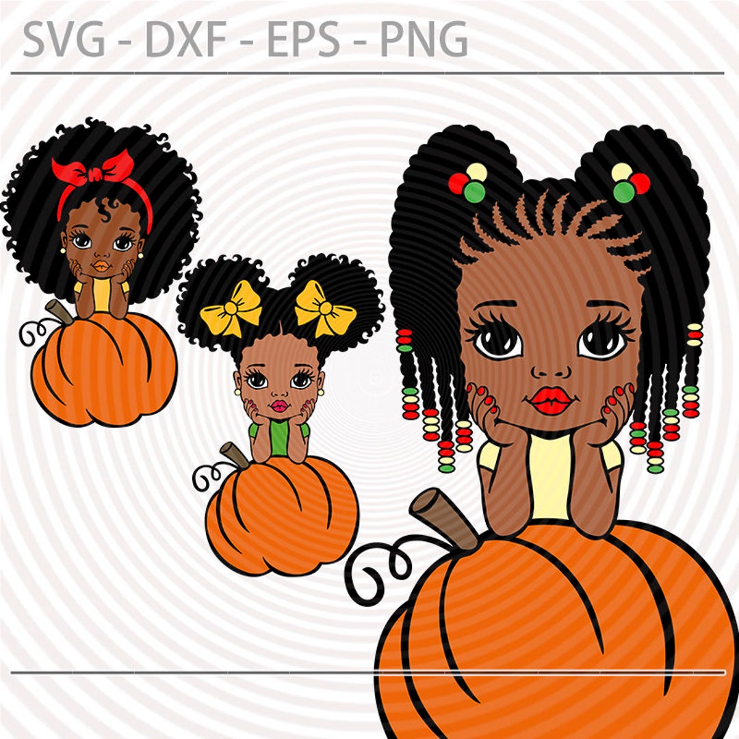 Pumpkin Afro Princess SVG Bundle: Black Girl Thanksgiving Clipart ...