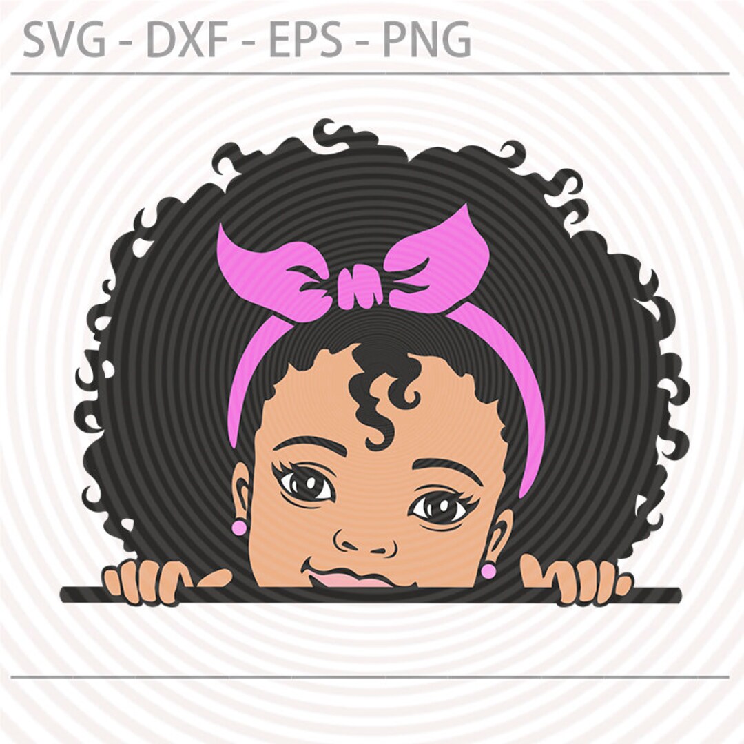 Peekaboo Girl Afro Puff With Bandana Svg, Peek a Boo Svg, Cute Black ...
