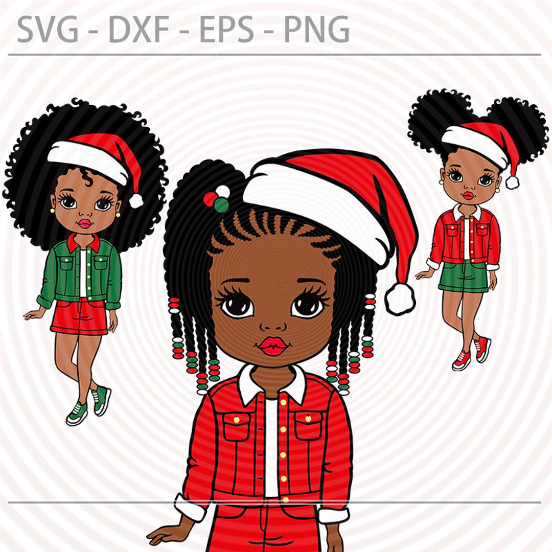 Christmas Peekaboo Girl Bundle, Afro Princess in a Santa Hat Svg, Cute ...